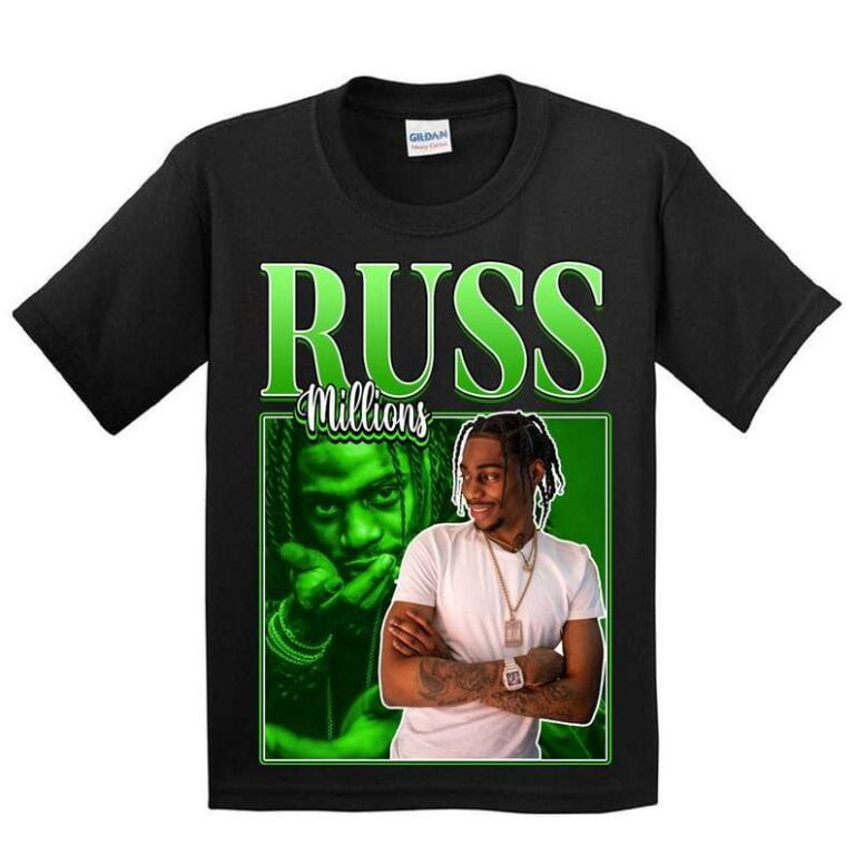 Russ Millions Rapper Vintage Black T-Shirt, hoodie, long sleeve ...