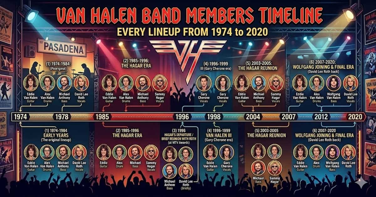 Van Halen Band Members Timeline: Every Lineup From 1974 to 2020